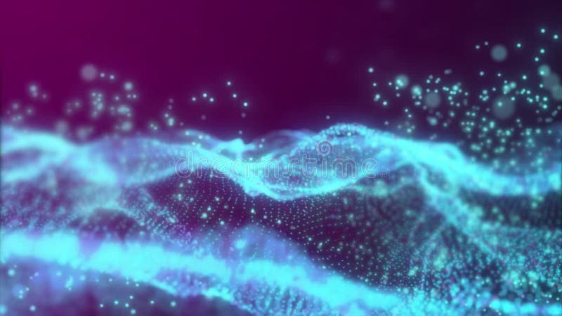 Digital Glowing Particle Wave, Abstract Glitter Particle Wave Motion Background, High Tech Data ...