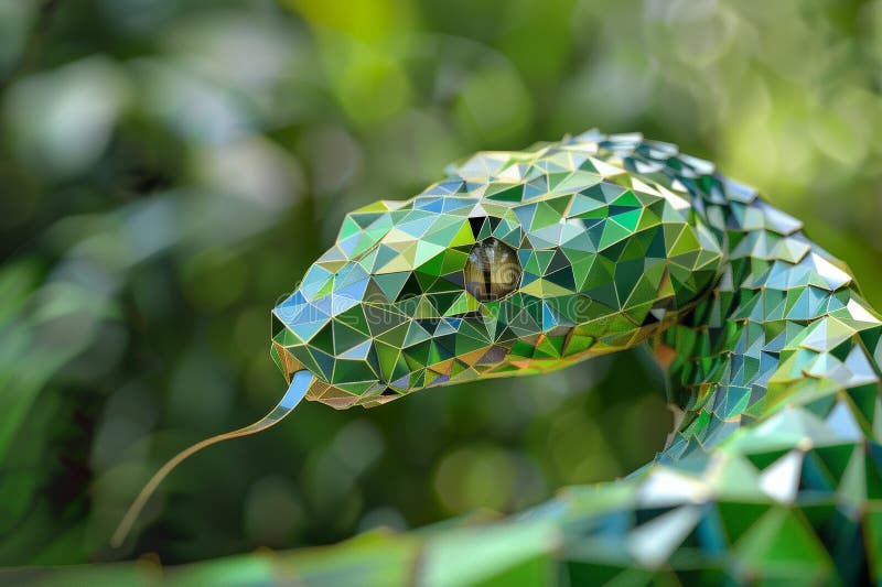 Digital Glowing Snake of 3d Triangular Polygons Stock Image - Image of ...