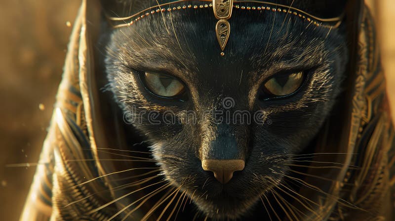 Digital Goddess: Futuristic Bastet with AI Network Stock Image - Image ...