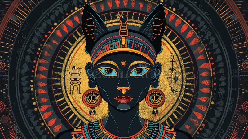 Digital Goddess: Futuristic Bastet with AI Network Stock Photo - Image ...
