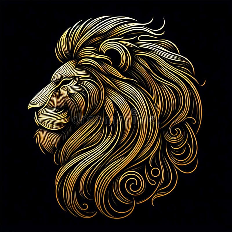 Digital Golden Line Art for Wall Decoration Home Living Portrait Stock ...