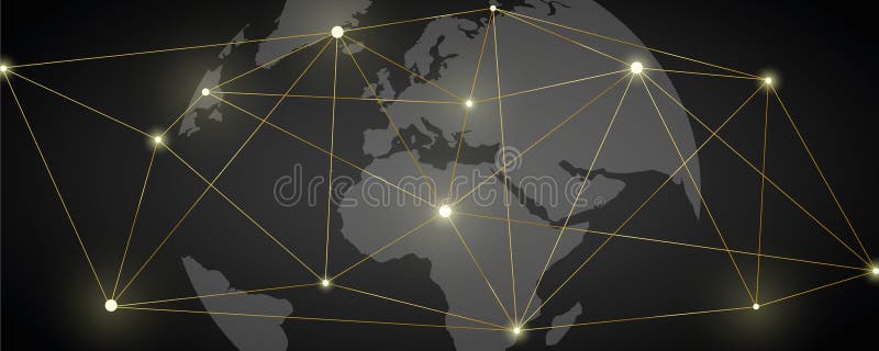 Digital Golden Network Connect the World Stock Vector - Illustration of ...