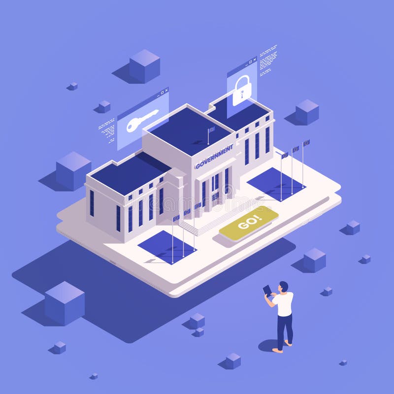 Digital Government Isometric Stock Illustration - Illustration of ...