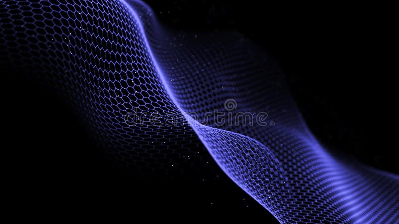 Digital Gradient Hexagon Blue Wave on the Dark Background. 3D Rendering ...