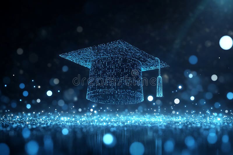 Digital Graduation Cap Futuristic Education Concept Stock Illustration ...