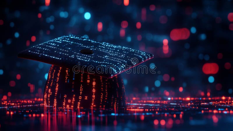 Digital Graduation Cap Representing Online Education Stock Illustration ...