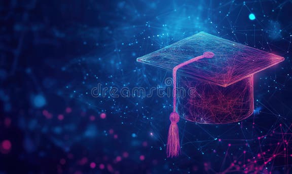 Digital Graduation Cap Symbolizing Education and Technology in Modern ...