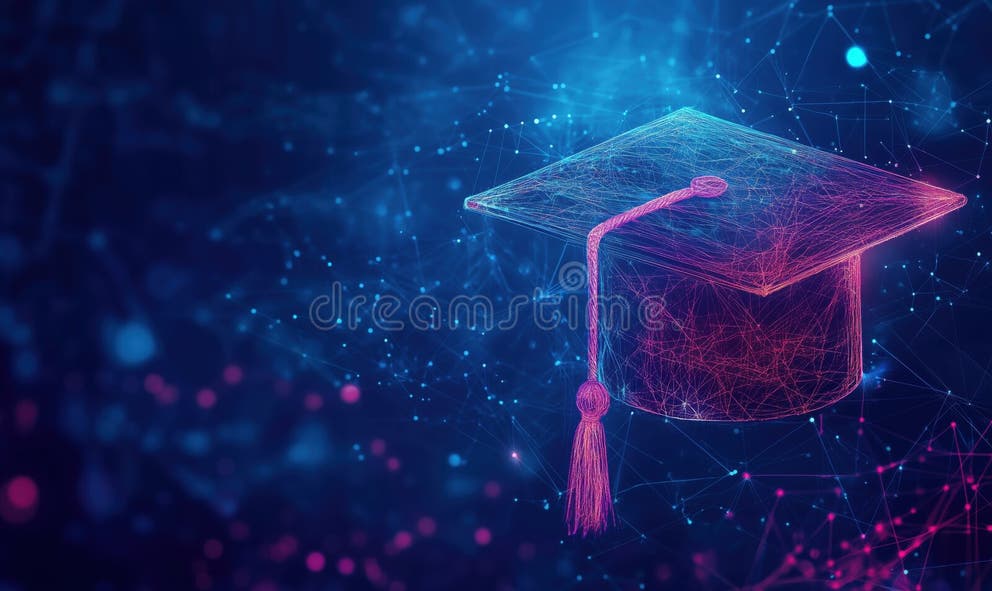 Digital Graduation Cap Symbolizing Education and Technology in Modern ...