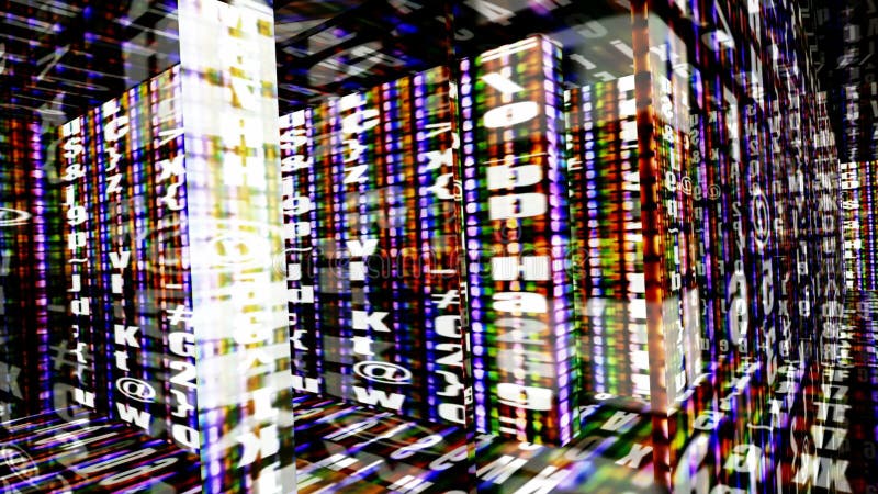 Labyrinth of Digital Data and Abstract Information. Science Animation ...