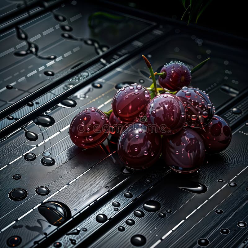 Digital Grapes: Hyper-realistic Grapes on Tech Surface, Generative Ai ...