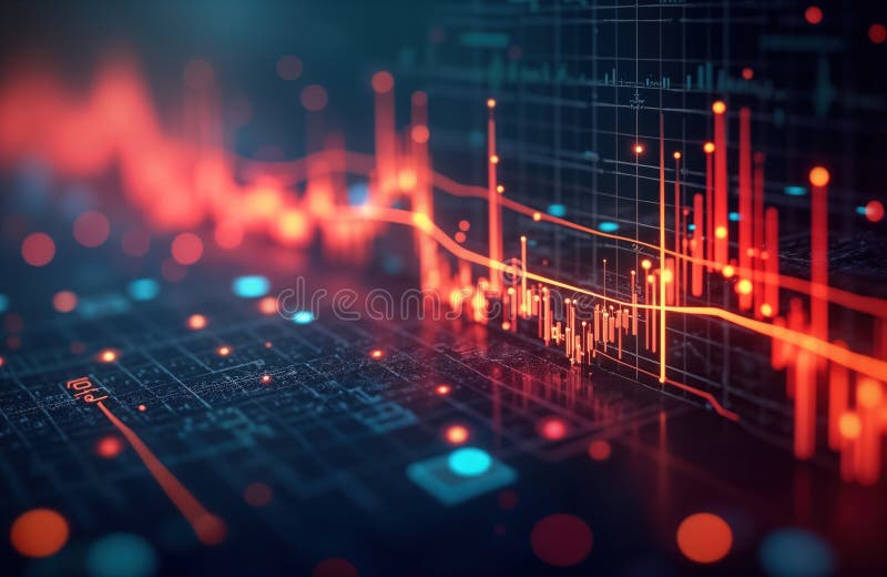 Digital Graph Chart Shows Stock Market Trend. Growth Investment in ...