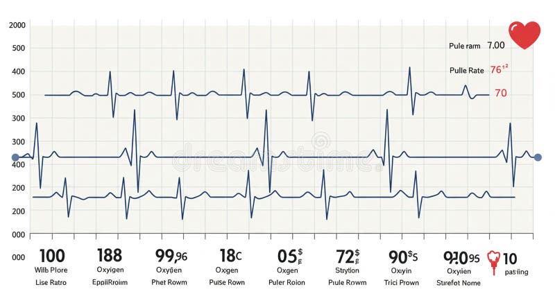 A Digital Graph Featuring an Electrocardiogram (ECG) with Multiple ...