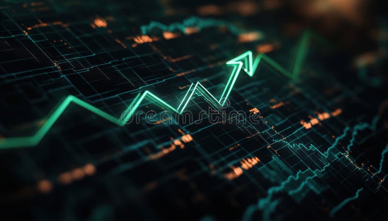 Digital Graph Showing Upward Trend with Complex Data Background Stock ...