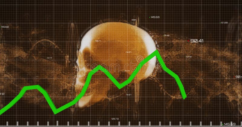 Digital Graph Overlaying Human Skull, Showcasing Data Analysis and Tech ...