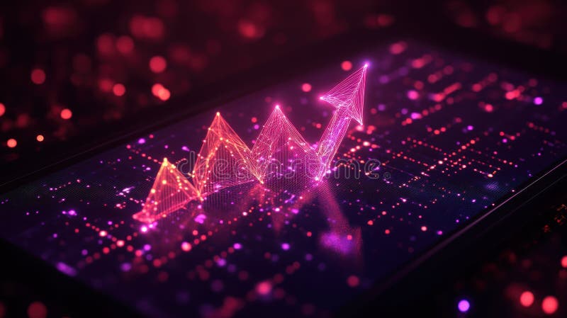 Digital Graph Rising on Phone, Abstract Background, Growth Concept ...