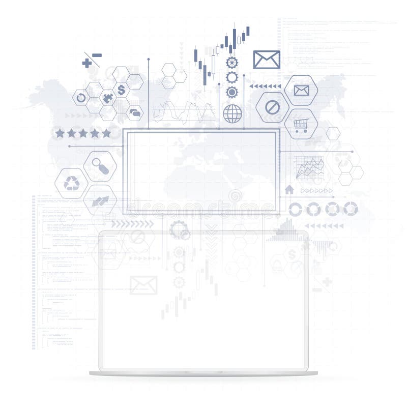 Digital Graph Statistics Background Laptop Stock Vector - Illustration ...
