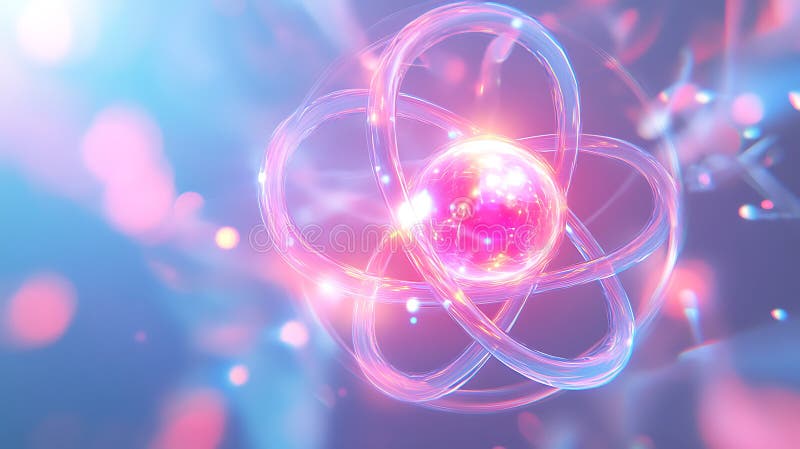 Digital Graphic of Atom with Orbiting Fundamental Particles with ...