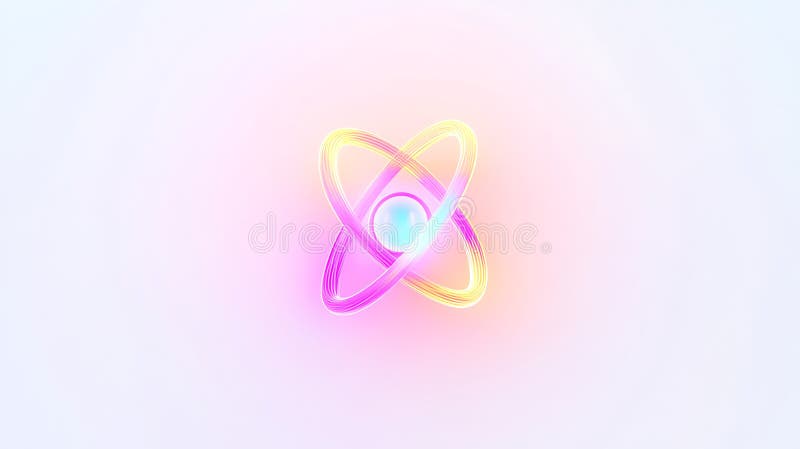 Digital Graphic of Atom with Orbiting Subatomic Components with Neon ...