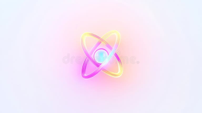 Digital Graphic of Atom with Orbiting Subatomic Components with Neon ...