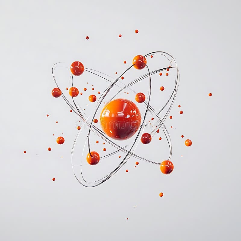Digital Graphic of Atom with Orbiting Subatomic Forms with White ...