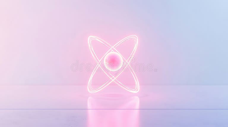 Digital Graphic of Atom with Orbiting Subatomic Nodes with White ...