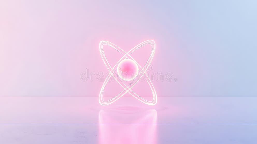 Digital Graphic of Atom with Orbiting Subatomic Nodes with White ...