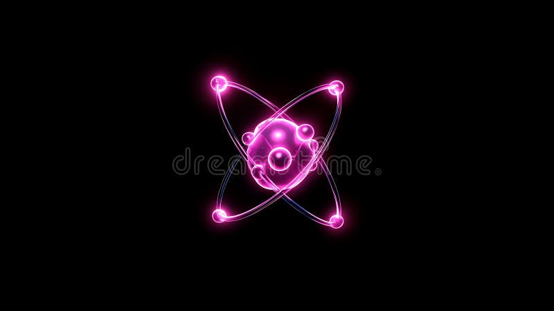 Digital Graphic of Atom with Orbiting Subatomic Orbits with White ...