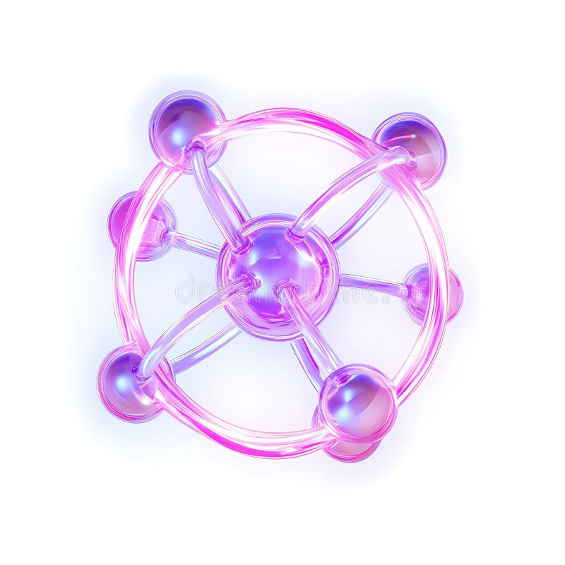 Digital Graphic of Atom with Orbiting Subatomic Structures with White ...