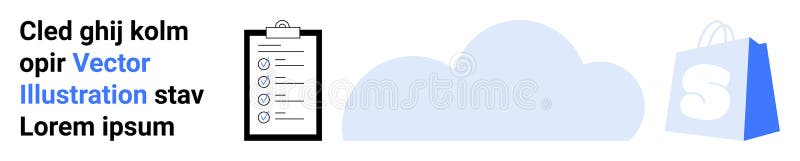 Digital Graphic of Checklist Clipboard, Cloud Icon, and Shopping Bag ...