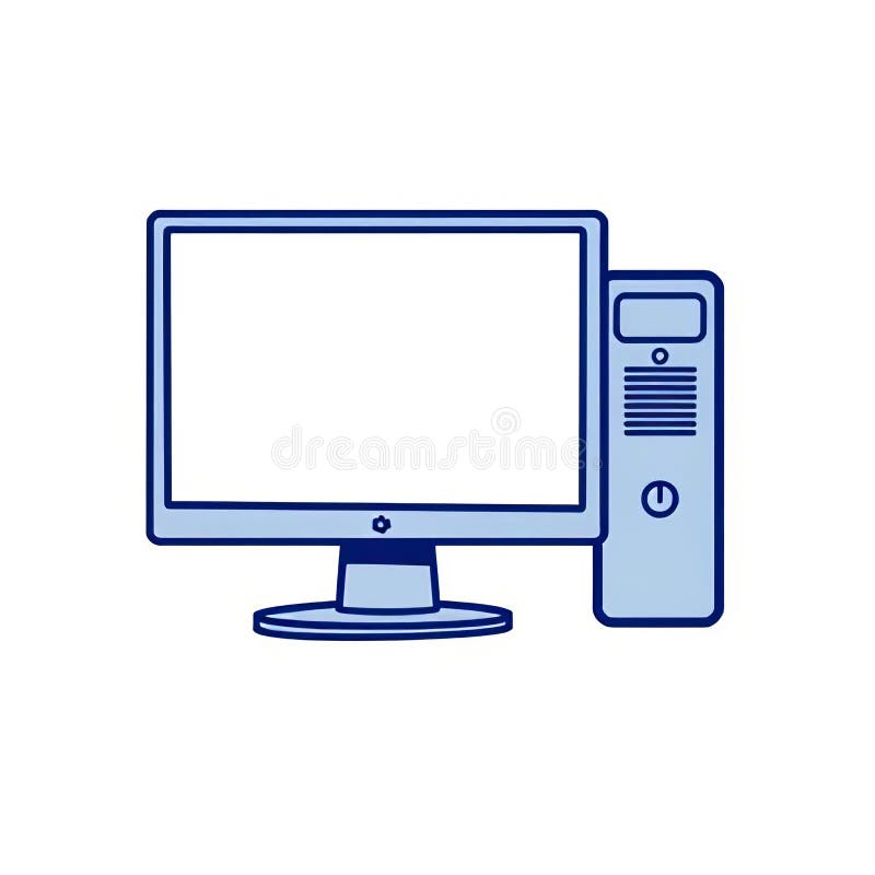A Digital Graphic of a Desktop Computer Rendered in a Flat Minimalist ...