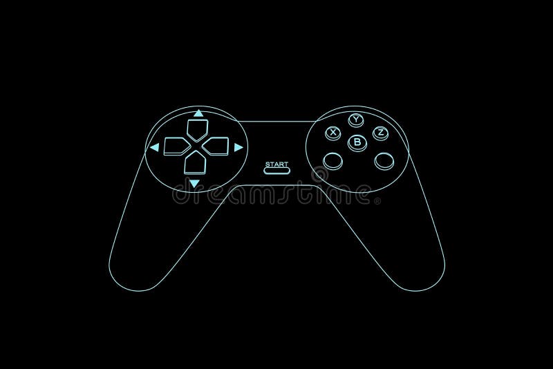 Digital Graphic Glowing Wireframe Game Joystick Illustration Isolated ...