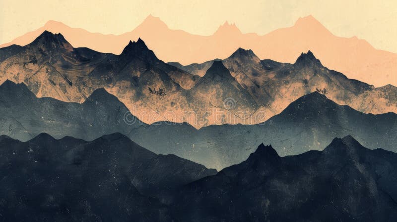 A Digital Graphic Highlighting the Silhouettes of Multiple Mountain ...