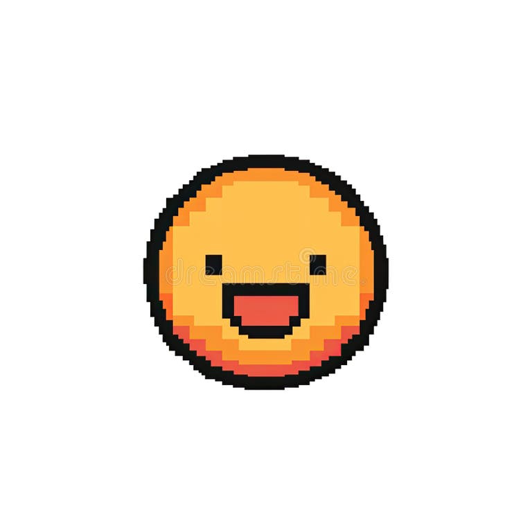 Happy Pixel Art Smiley Face Emoji Icon Stock Illustration ...