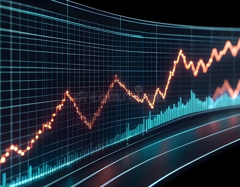 Digital Graphic Projected Onto a Transparent Screen. Stock Illustration ...