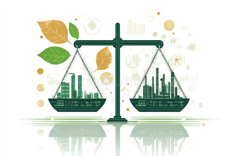 A Digital Graphic Showing Balance Scale with Industrial and ...