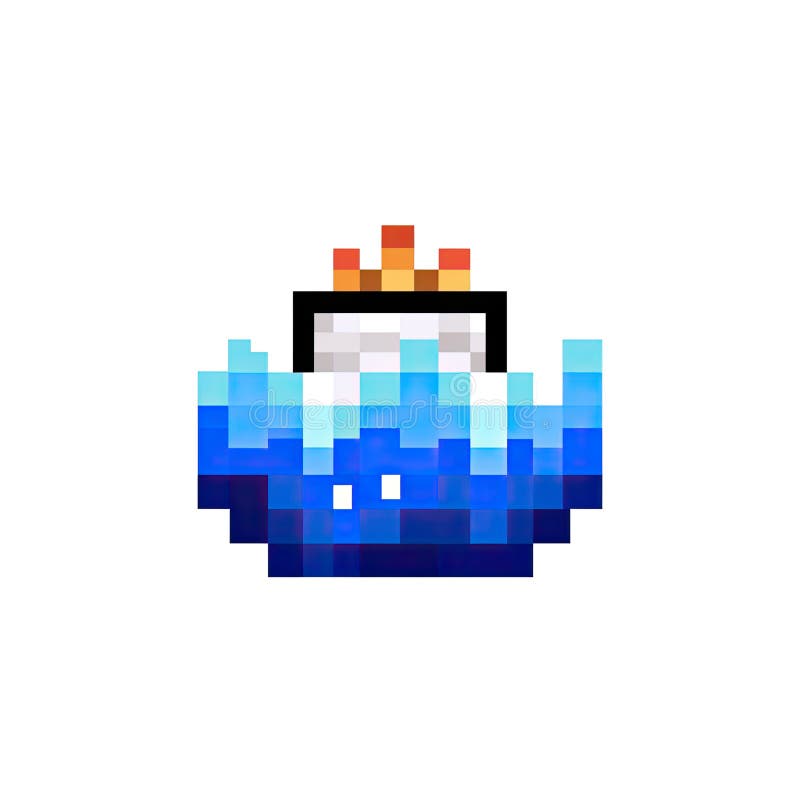 Pixel Art Boat with Crown on Blue Water Stock Illustration ...