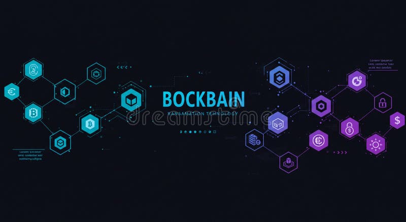 Digital Graphic Visualizing a Blockchain Concept. Hexagonal Icons ...