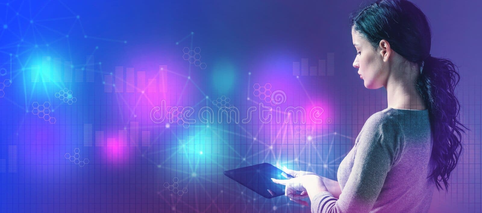 Digital Graphs and Hexagon Grids with High Speed Motion Blur Stock ...