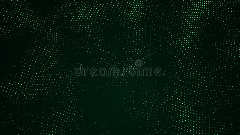 Digital Green Background of Particles. Abstract Futuristic Dynamic ...