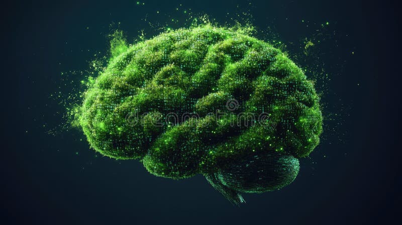 Futuristic Ai Brain Green Digital Matrix Background Stock Photos - Free ...