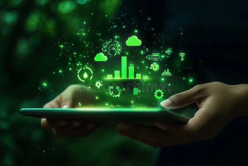 Digital Green Data Visualization Abstract Stock Illustration ...