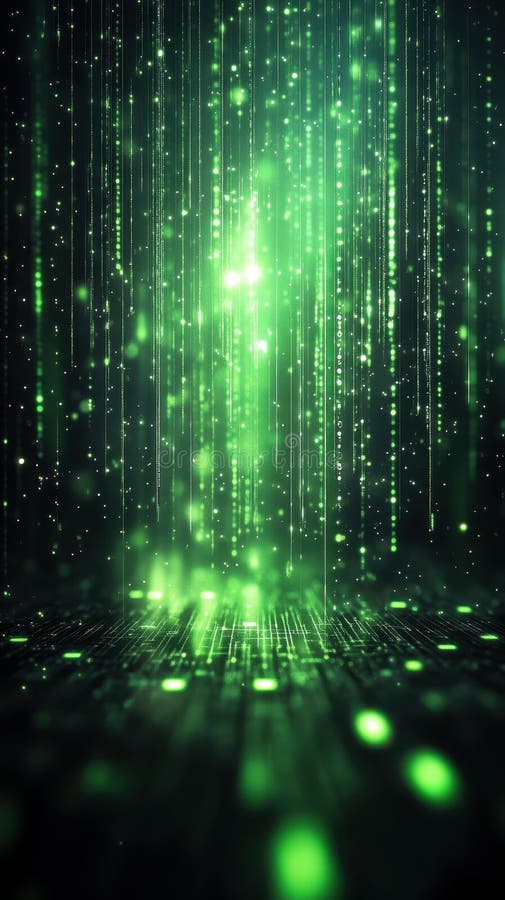 Digital Green Light Beams Create Futuristic Atmosphere Stock ...