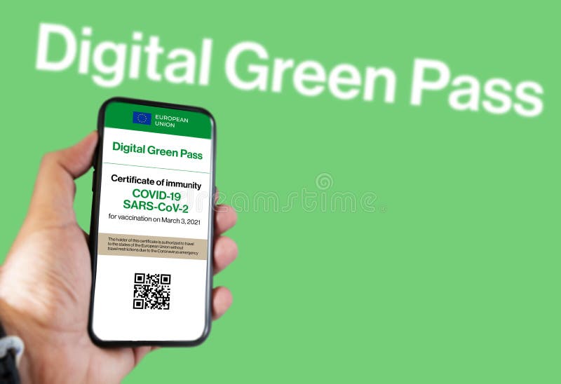 The Digital Green Pass of the European Union with the QR Code on the ...