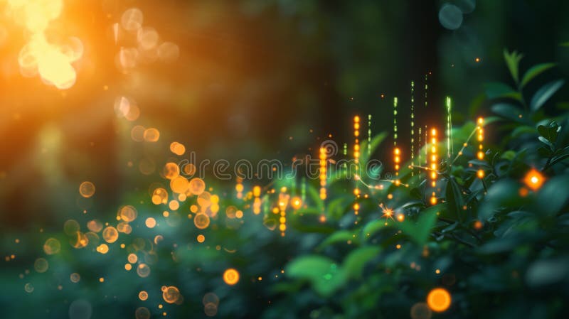 Digital Green Progress Chart in a Vibrant Natural Environment Stock ...