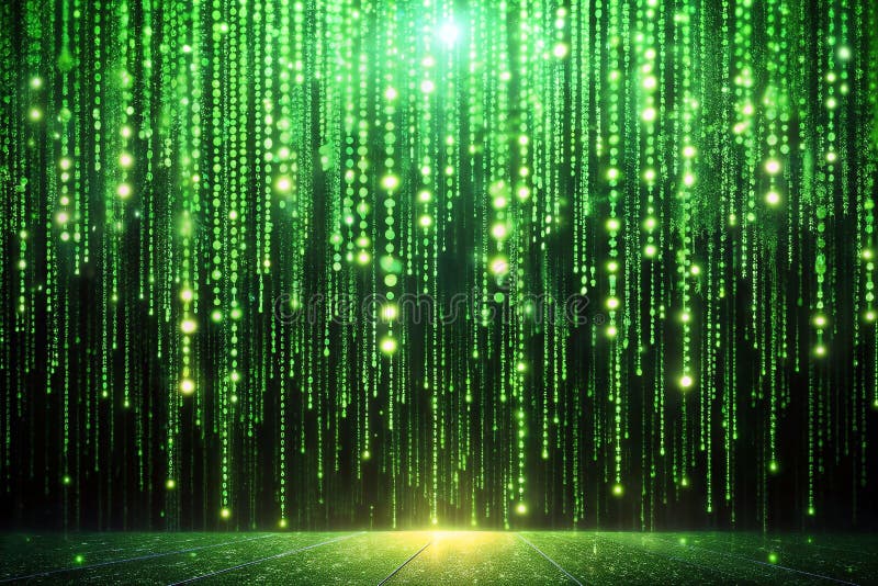 Digital Green Rain Backdrop, Glowing, Stage, Awards Stock Illustration - Illustration of ...