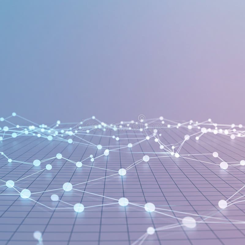 A Digital Grid Background with Interconnected Glowing Dots and Lines ...