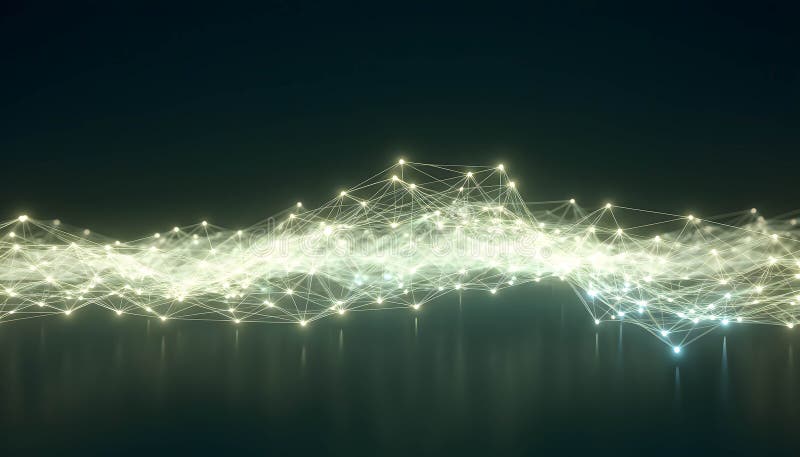 Digital Grid of Glowing Nodes and Lines. KPI Infrastructure, Trade ...