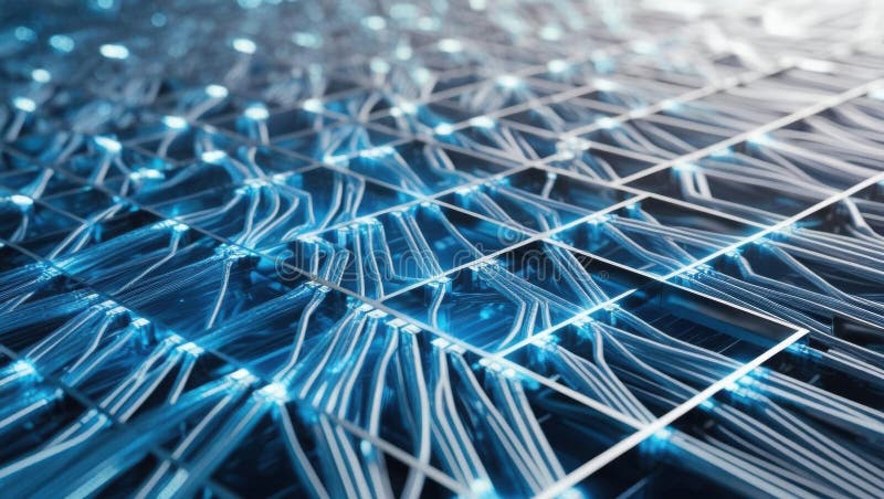 Digital Grid with Optical Fiber Glow, Showcasing Seamless Network ...