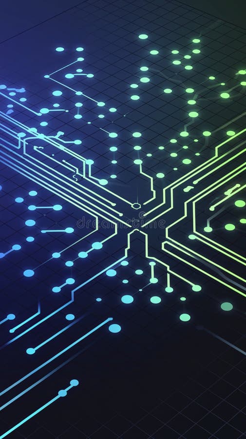 Digital Grid Overlaid with Circuit Lines, Symbolizing Data Exchange and ...