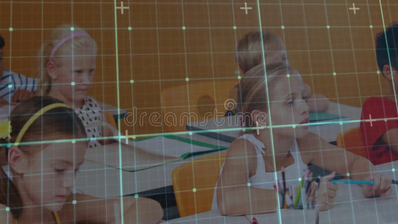 Digital Grid Overlay Scanning Classroom, Revealing Elementary Students ...